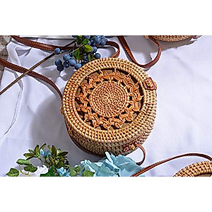 Rattan Bags for Women - Handmade Wicker Woven Purse Handbag Circle Boho Bag Bali #2 S