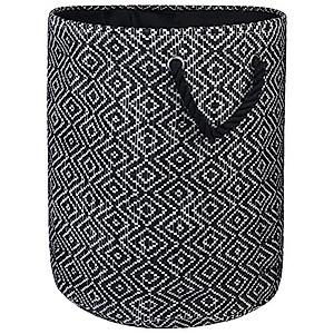 DII Woven Paper Storage Bin, Diamond Basketweave, Black/White, Medium