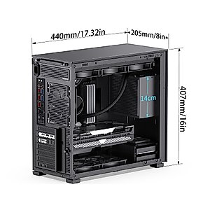 JONSBO D41 MESH Black ATX Computer Case, ATX/M-ATX Mainboard/Support RTX 4090(335-400mm) GPU 360/280AIO,Power ATX/SFX: 100mm-220mm Multiple Tool-Free Design, Black