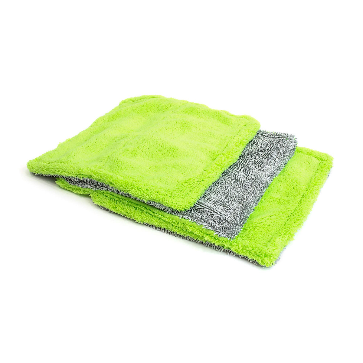[Amphibian Mini] Dual Side Glass Cleaning Microfiber Towel - One Side Twist, One Side Plush - 8"x8" (Green/Gray)