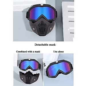 1Storm Novelty Motorcycle Half Face Helmet German Style DOT Approved: HKY602 Chain Skull + Black Tinted Goggle Bundle