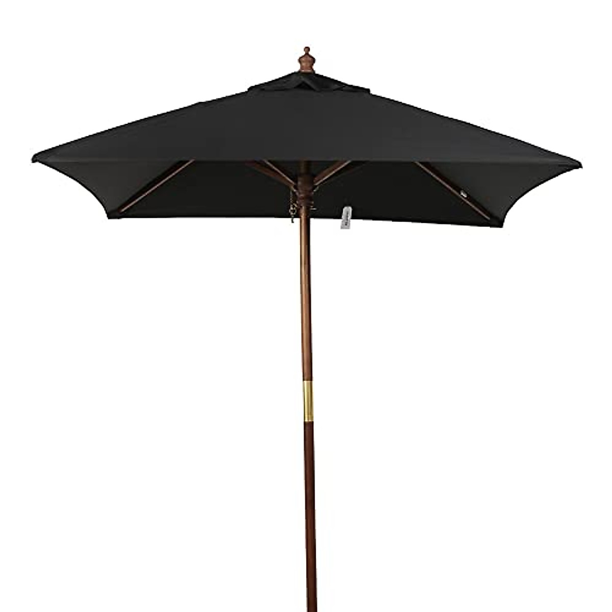 Germisept Marrin Black 7.5ft Patio Umbrella with Hand Crank and Wood Pole Base - Made from Recycled Water Bottles