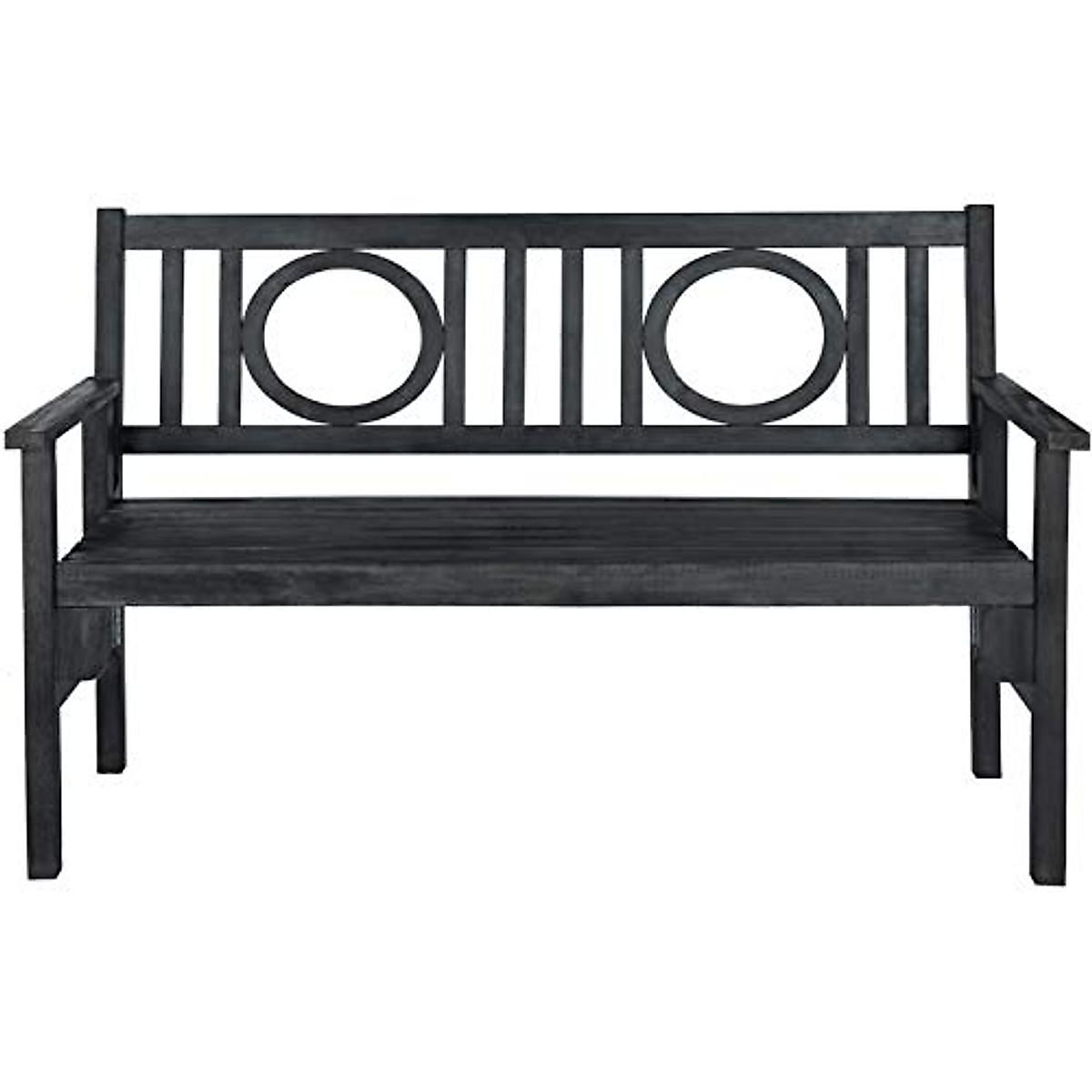 Safavieh PAT6714K Outdoor Collection Piedmont Grey Folding Bench, Dark Slate Gray