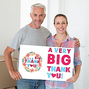 Giant Thank You Card with Envelope, 14 x 22 Inch Very Big Thank You Jumbo Greeting Card, Oversize Group Team Card Jumbo Message Greeting Cards for Wedding Graduation Baby Shower Party Gift (modern)
