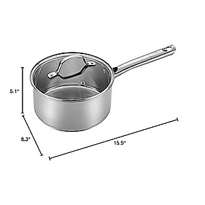 T-fal E75824 Performa Stainless Steel Dishwasher Safe Oven Safe Sauce Pan Cookware, 3-Quart, Silver