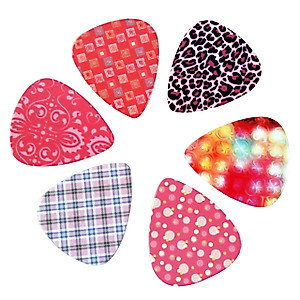 Guitar Picks for Girls - Medium Celluloid Assorted Variety 12-Pack Collection - Pretty Unique Designs Cool Pink Leopard - Best Gifts for Princess, Kids, Teens, Women, Ladies, Female Guitar Players