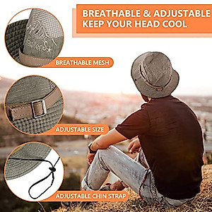 Obling Sun Hat, Fishing Hat UPF 50 Wide Brim Bucket Hat Safari Boonie Hat Khaki