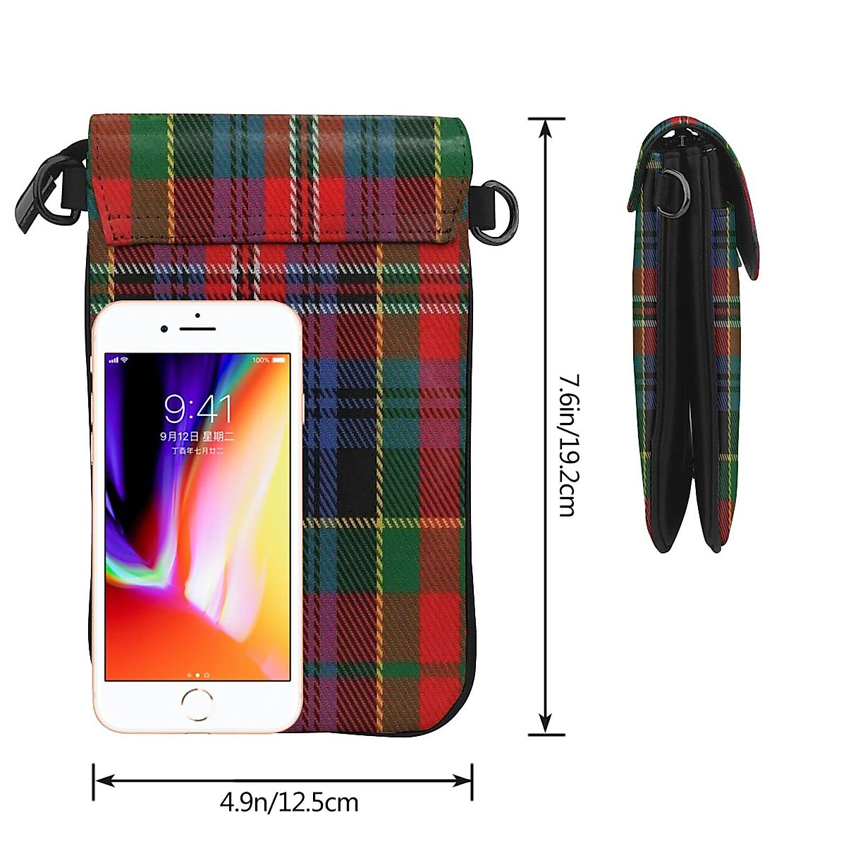 Small Crossbody Scottish Clan MacPherson Red Tartan Crossbody Purse Bag Fashion Cell Purse Wallet For Women/Girls Gift