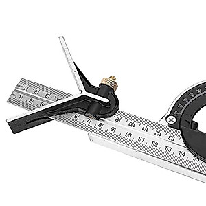 Fafeicy Stainless Steel T Square Ruler Adjustable Sliding Combination Square Ruler & Protractor Level Measure Measuring Tool 4-Piece 4R Combination Square