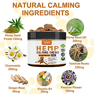 Dogs Hemp Calming Chews, Anxiety Relief Calming Treats 100% Natural Ingredients Calming Treats for Dog, Aid with Barking, Thunderstorms, Separation Beef Flavor