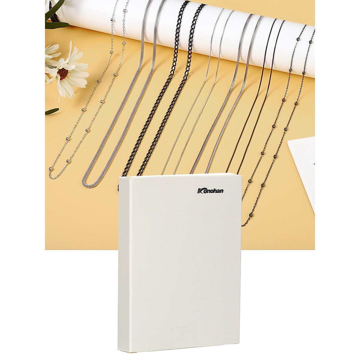 Konohan 7 Pcs Eyeglass Chains Eyeglasses Strap Glasses Holder Necklace Eyewear Chain Reading Lanyard for Glasses Women Men (Silver)