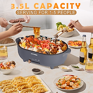 HYTRIC 3.5L Hot Pot Electric for Cooking, Shabu Shabu Hot Pot with Nonstick Coating, Multifunction Electric Pot with Power Control for Noodles, Sauté, Soup, Electric Cooker for Party, BPA-FREE