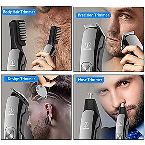 Ceenwes Beard Trimmer Hair Clippers Professional Mens Grooming Kit Cordless Waterproof Nose Trimmer Body Gifts for Men