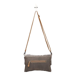 Myra Bag Pearl Grey Upcycled Canvas & Cowhide Small Crossbody Bag S-1490