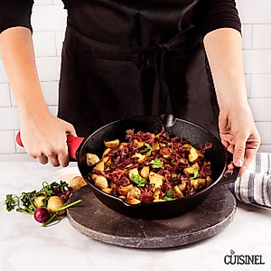 Cuisinel Pre-Seasoned Cast Iron Skillet 2-Piece Set (10-Inch and 12-Inch) Oven Safe Cookware - 2 Heat-Resistant Holders - Indoor and Outdoor Use - Grill, Stovetop, Induction Safe