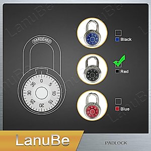LanuBe Lock Standard Dial Combination Lock, 2 in. Wide, with Different Combinations, Black Turnplate, Pack of 48; Lock for School, Employee, Gym & Sports Locker, Case, Toolbox, Fence and so on
