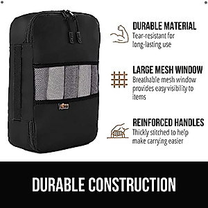 Gorilla Grip Laundry Basket and 3 Piece Packing Cubes, Laundry Basket Size 115L, Easy Carry Handles, Space Saving Travel Bags for Carry On in Multiple Sizes, Mesh Zipper, Both in Black, 2 Item Bundle