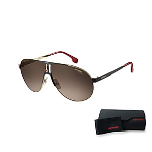 Carrera CA1005/S 02M2/HA 66M Black Gold/Brown Gradient Metal Aviator Sunglasses For Men For Women+ BUNDLE with Designer iWear Eyewear Kit
