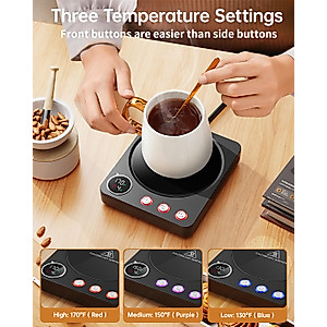 SWEETFULL Mug Warmer - 30W High Power, 3 Temp Settings, LED Display & 1-9H Timer, Coffee Cup Warmer for Desk, Candle Warmer, Coffee Accessories Gift for Women Men (Black)