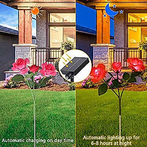PINPON Christmas Solar Garden Landscape Lights Outdoor, 4 Pack Waterproof Flower Fairy Decorative Lights with Bigger Solar Panel for Pathway Yard Patio Decor, Multi-Color