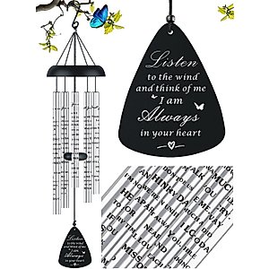 Sympathy Memorial Wind Chimes for Outside Loss of Loved One, Sympathy Gift Baskets Windchimes Outdoors in Memory of A Loved One, Grief Funeral Bereavement Memorial Gifts for Loss of Father Mother, 32"