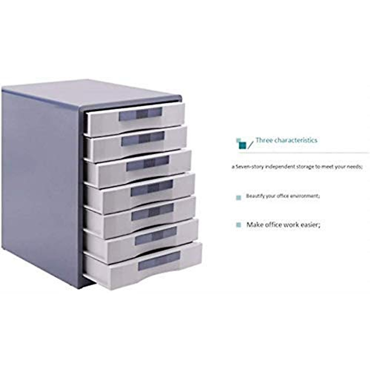 SHABOZ File Cabinets Flat 7 Drawers Innovation Charming Design Light Grey Office Organizer File Holder Desktop Manager Home Office Furniture