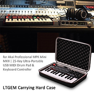 LTGEM Travel Hard Carrying Case for Akai Professional MPK Mini MK3 / MPK Mini Play MK3 / MPK Mini MKII/MPK Mini Play - 25 Key USB MIDI Keyboard Controller, Black+Grey(Case Only)