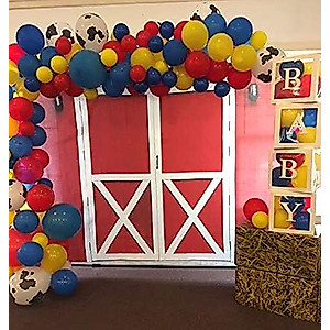 Red Barn Door Backdrop Western Rustic Farm Wooden Door Wall Photography Background BBQ Party Newborn Baby Shower Cowboy Girl Birthday Decorations 7x5FT