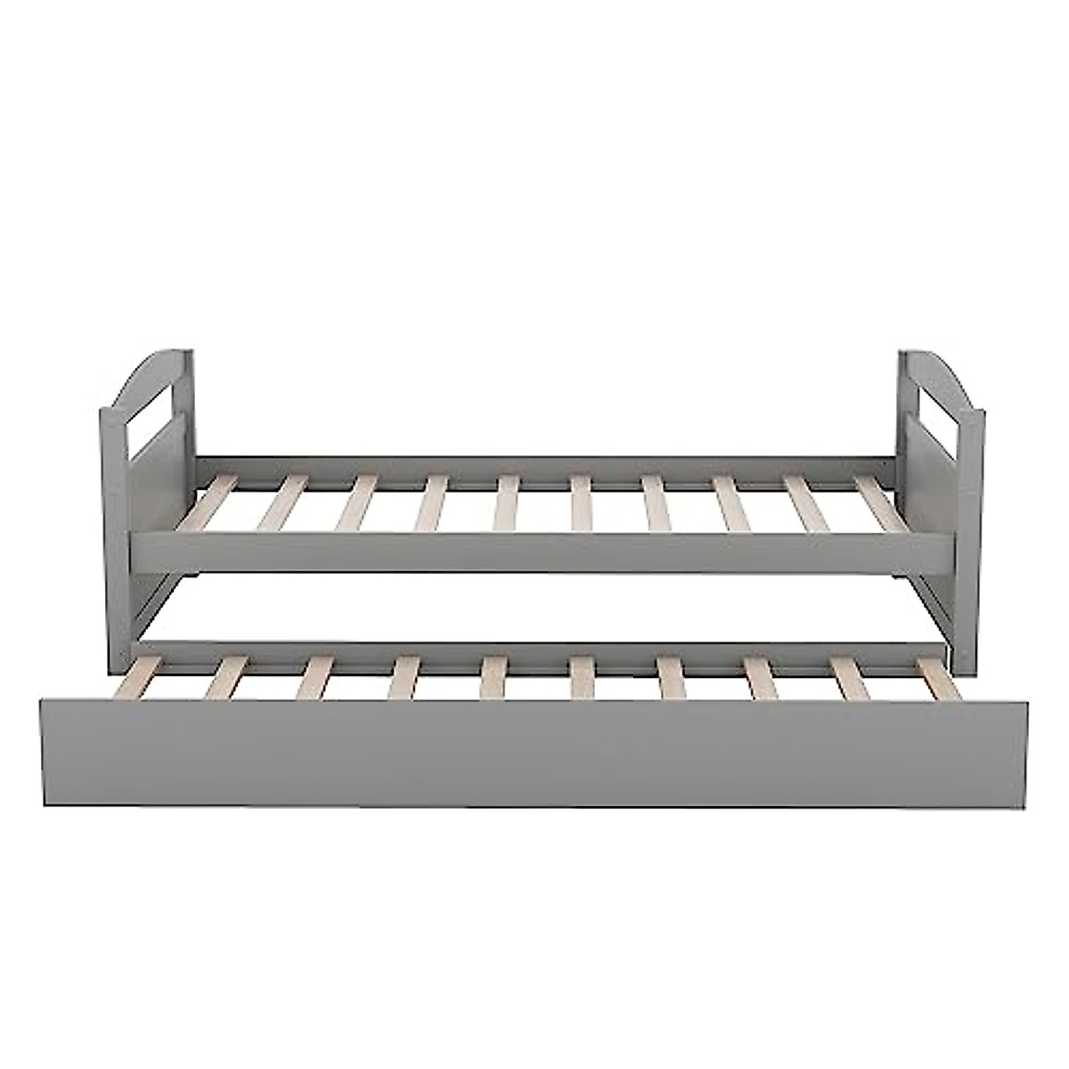 Harper & Bright Designs Twin Daybed with Trundle, Solid Wood Bed Twin Size Bed Sofa Platform Bed Frame, No Box Spring Needed (Twin Size, Gray)