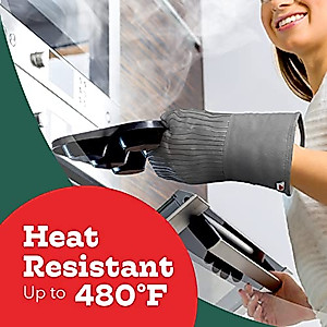 Big Red House Heat-Resistant Oven Mitts - Set of 2 Silicone Kitchen Oven Mitt Gloves, Grey