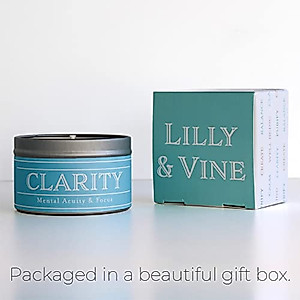 Clarity | Non-Toxic Aromatherapy Candle for Focusing, Work, Study | Citrus, Mint, Jasmine, Pear | Positive Energy Scented Candle Hand Made in USA | Productivity, Spiritual, or Meditation Gift