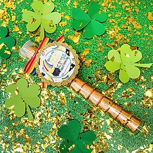 Pot of Gold Rainbow St. Patrick’s Day Gift Tag Sticker Labels, 40 2" Party Circle Stickers by AmandaCreation, Great for Party Favors, Envelope Seals & Goodie Bags