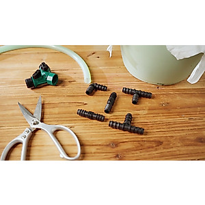 Maitys 8 Pieces Drip Irrigation Barbed Tee Fittings 1/2 Inch Universal Barbed Tee Fittings Connectors Drip Plastic Soaker Hose Connectors Hose End Stop, Black(Elbow)