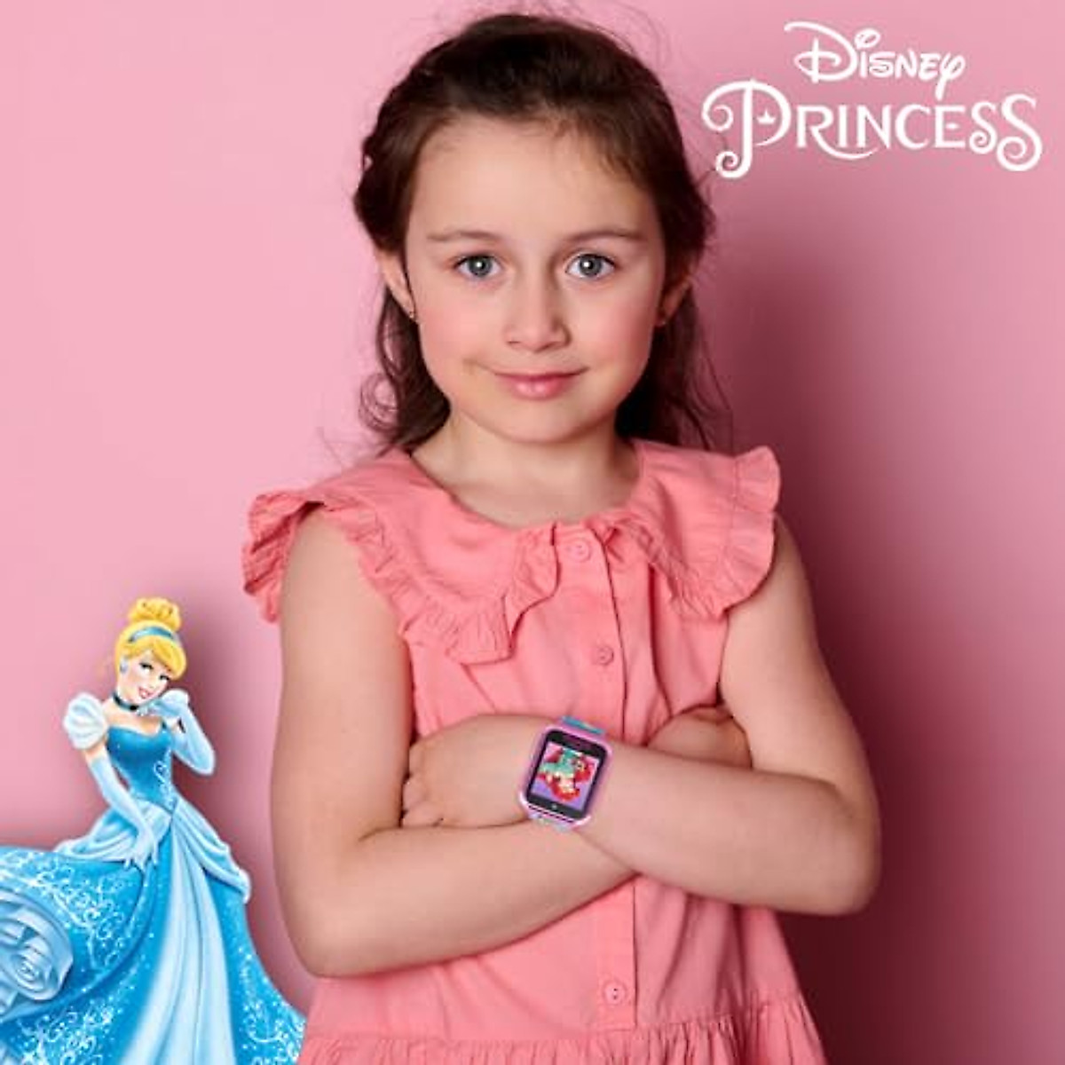 Accutime Disney's Princess Kids' Touchscreen Interactive Smartwatch, Built in Selfie-Camera, Easy-to-Buckle Strap, Model: PN4258AZ