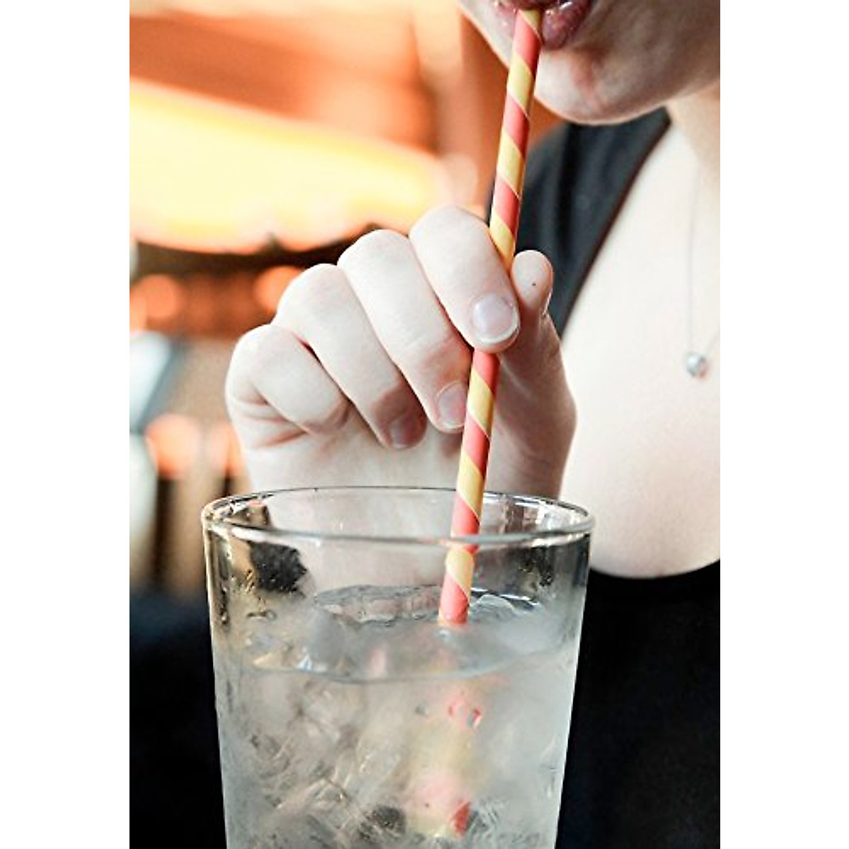 Kikkerland Biodegradable Party Stripes Paper Straws, Multicolored, Box of 144