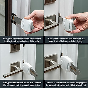 SABRE Portable Door Lock, White, Key Lock, Lightweight & Easy to Carry, Additional Home Security for Hotels, Apartments, Dorms, & Vacation Rentals, Quick Install