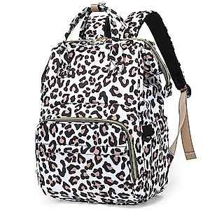 Yusudan Leopard Lunch Backpack for Women, Insulated Cooler Work Business Laptop Backpacks Girls School Backpack College Bookbags