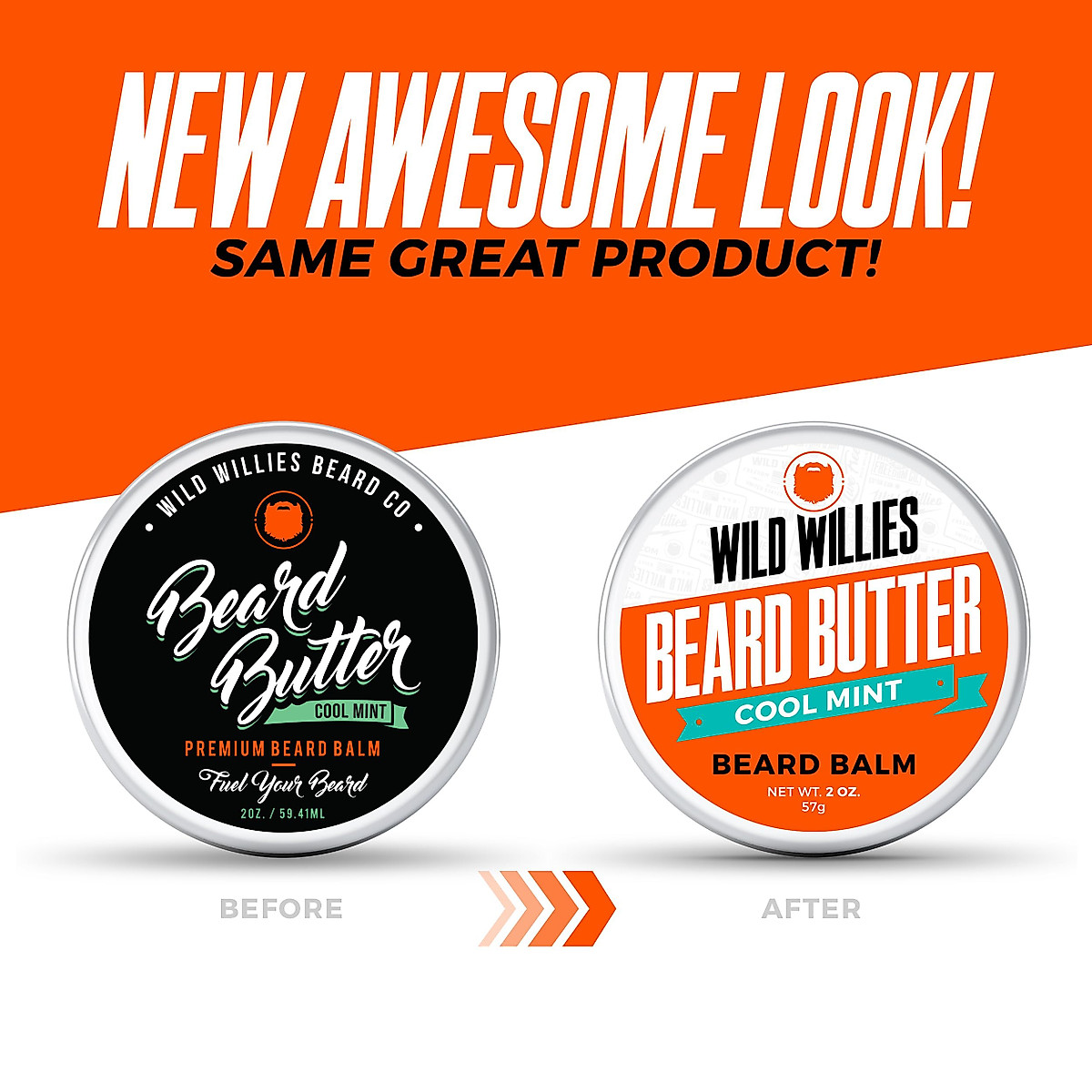 Premium Beard Balm Leave-In Conditioner by Wild Willies - Natural, Organic Ingredients Promote Fast Beard Growth, Removes Itch & Dandruff - Beard Butter Restores Moisture - 2 Oz, Cool Mint Scent