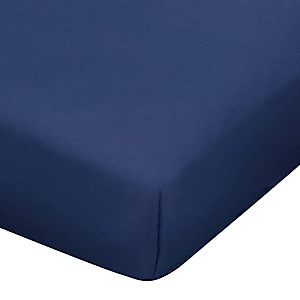 EXQ Home Fitted Baby Crib Sheets for Boys Girl, Standard Crib Mattress Sheet Soft Breathable Toddler Bed Sheets, Cozy Microfiber Toddler Cot Sheet (28x52x8in Navy Blue)