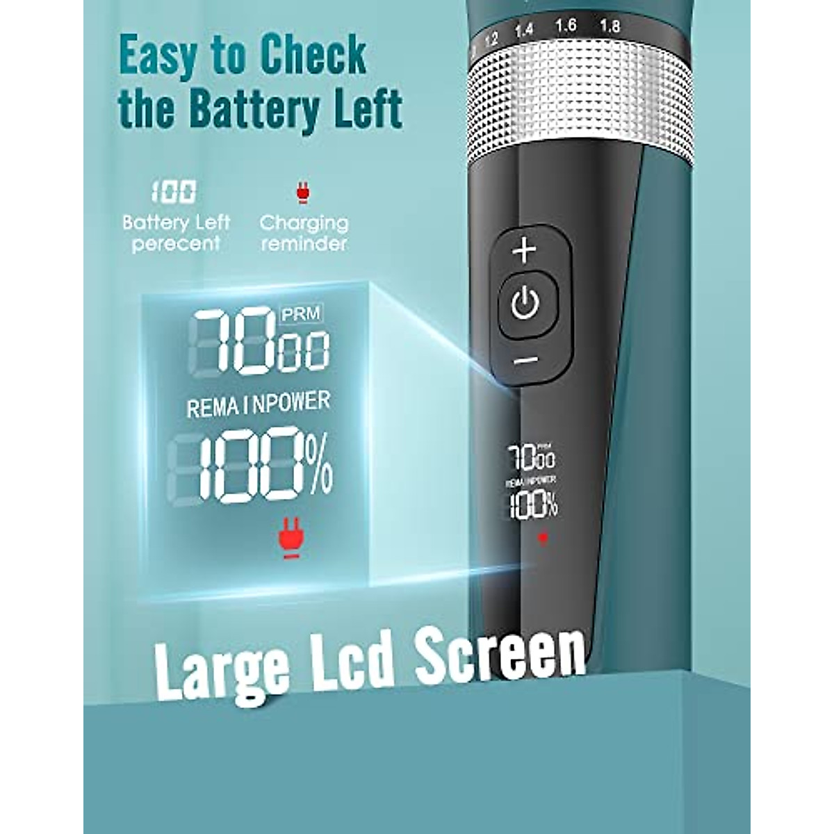 oneisall Grooming Clippers Kit for Matted Long Hair, 5-Speed Cordless Low Noise Pet Hair Clipper Trimmer Shaver for Dogs Cats Animals (Green)