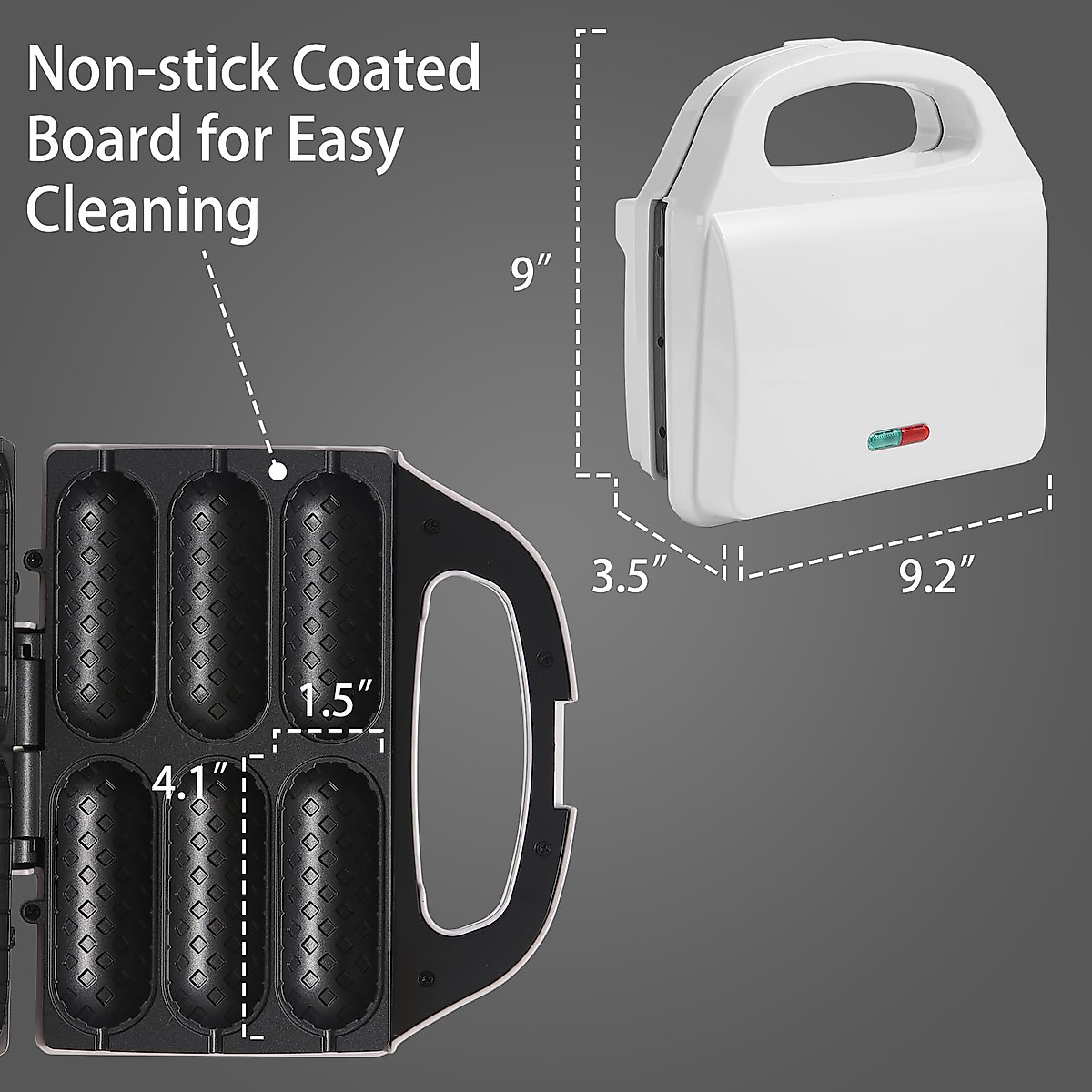 UVFAST Corn Dog Waffle Maker, Hot Dog Waffle Machine with Non-stick Coating Plate, Hot Dog Maker Toaster Make 6 Corn Dogs, Corn Dog Waffle Machine Make Corn Dog in Minutes, Easy to Clean, White