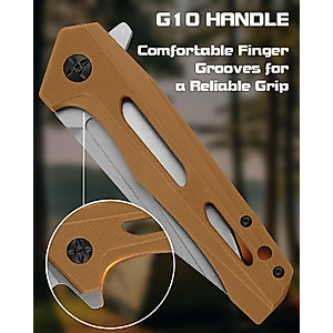 Dispatch Folding Pocket Knife with Clip, 3.58 Inch 8Cr13MoV Steel Clip Point Blade with G10 Handle, Tactical Pocket Knife for Men Outdoor Camping Hunting Hiking Survival Pocketknife