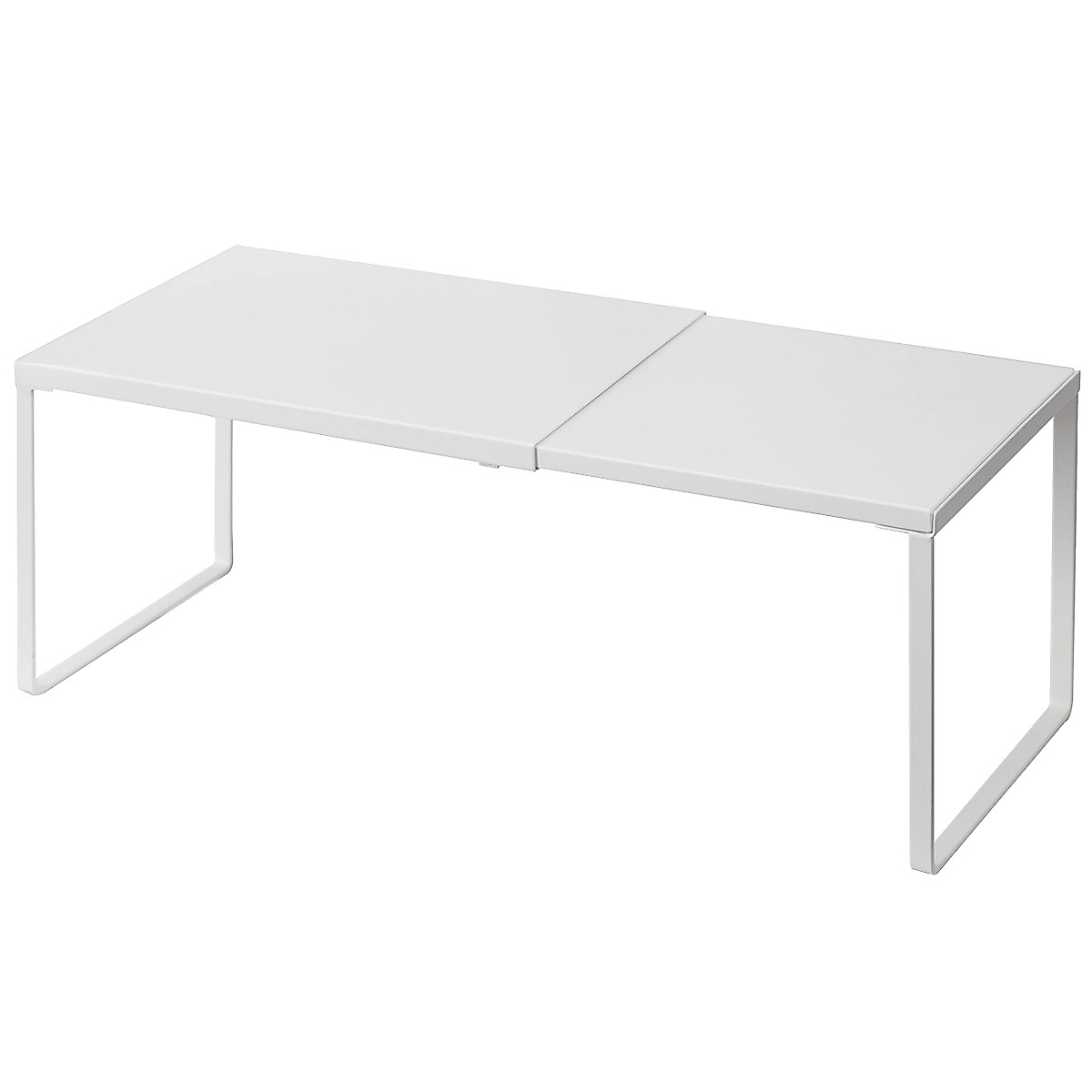 Nxconsu Expandable Cabinet Shelf Organizer Storage Rack Shelf Riser for Kitchen Pantry Cupboard Bathroom Under Sink Countertop Desktop Space Saver Freestanding Stackable Heavy Duty Flat Edge White