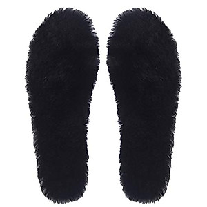 ABUSA Black Sheepskin Insoles Women's Premium Think Wool Fur Fleece Inserts Cozy & Fluffy 9