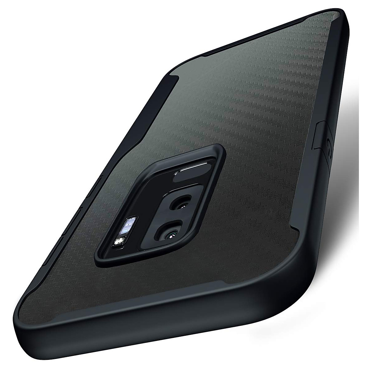 Carbon Fiber Pattern Slim Case Compatible with Samsung Galaxy S9 Plus, Shockproof 10ft. Drop Tested, Wireless Charging Compatible - Black