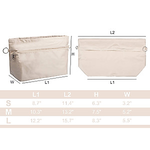 Vercord Purse Organizer Insert Bag Tote Handbags Pocketbook Inserts Organizers Zipper 11 Pockets Beige Large