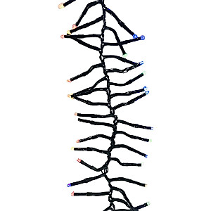 LED Twinkle Cluster Lights 52.5Ft Multi w/Green Strand Connect End to End Indoor Outdoor