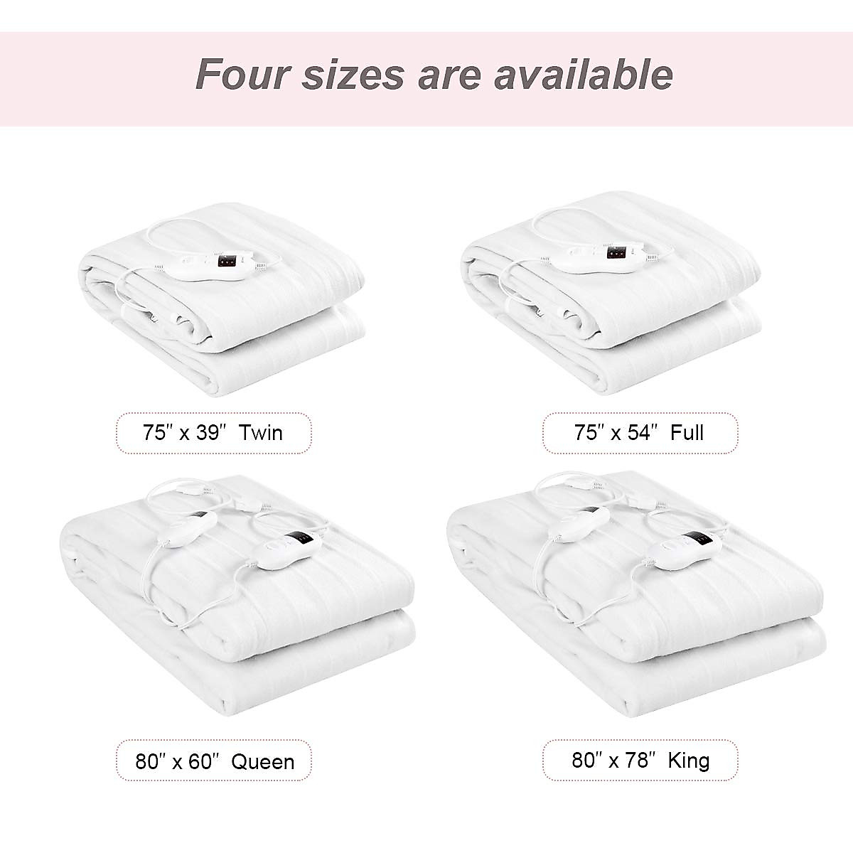 COSTWAY Heated Mattress Pad W/Safety with 8 Temperature Regulation 4 Mode Timeing Function Washinable and Detachable Electric Blanket, White(Double Size)