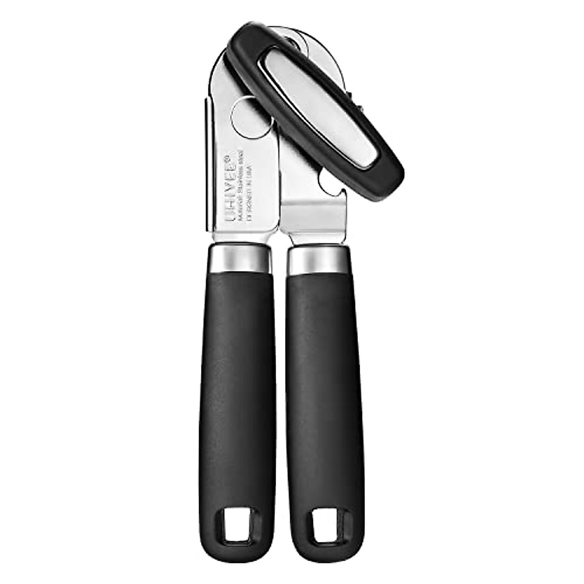 Can Opener Manual, UHIYEE Handheld Can Openers with Magnet, Hand Can Opener with Soft-Handle Grips, Sharp Blade for Smooth Edge, Oversize Effort-Saving Knob