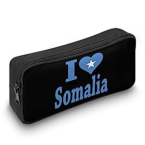 I Love Somalia Flag Teen Adult Pencil Case Large Capacity Pen Pencil Bag Durable Storage Pouch